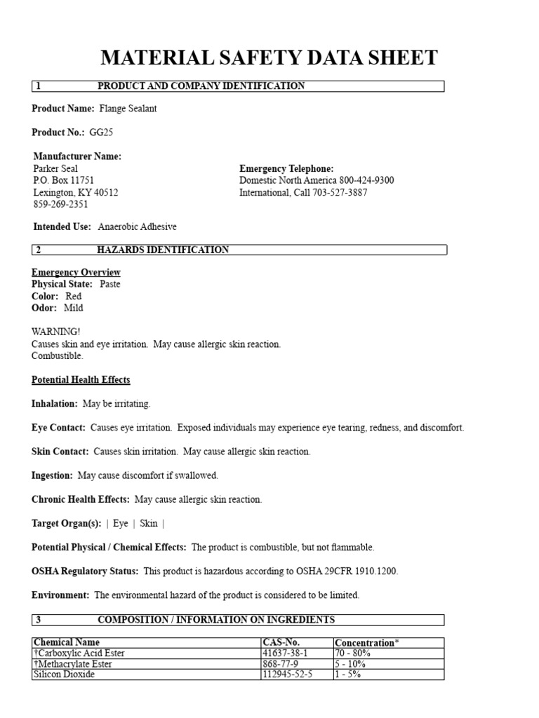 MSDS_GG25 | PDF | Personal Protective Equipment | Firefighting