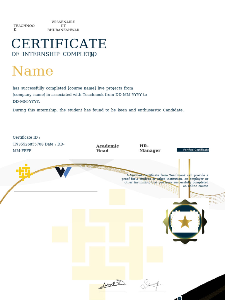 Teachnook Internship Completion Certificate | PDF