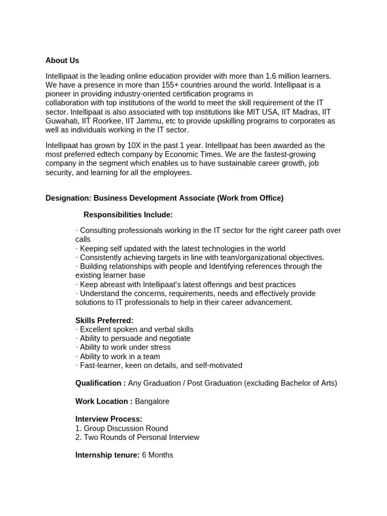 Intellipaat Company Overview and Role | PDF