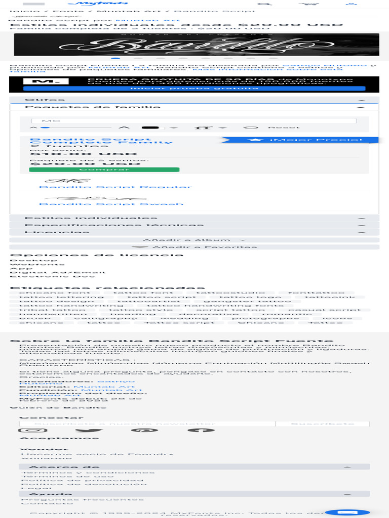 Bandito Script Fuente Webfont & Desktop MyFonts | PDF | Texto | Tipografía