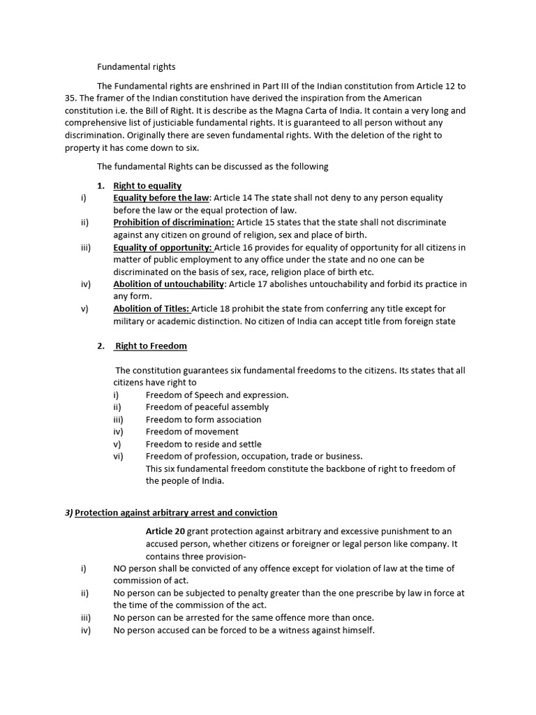 Fundamental Rights | PDF | Detention (Imprisonment) | Arrest