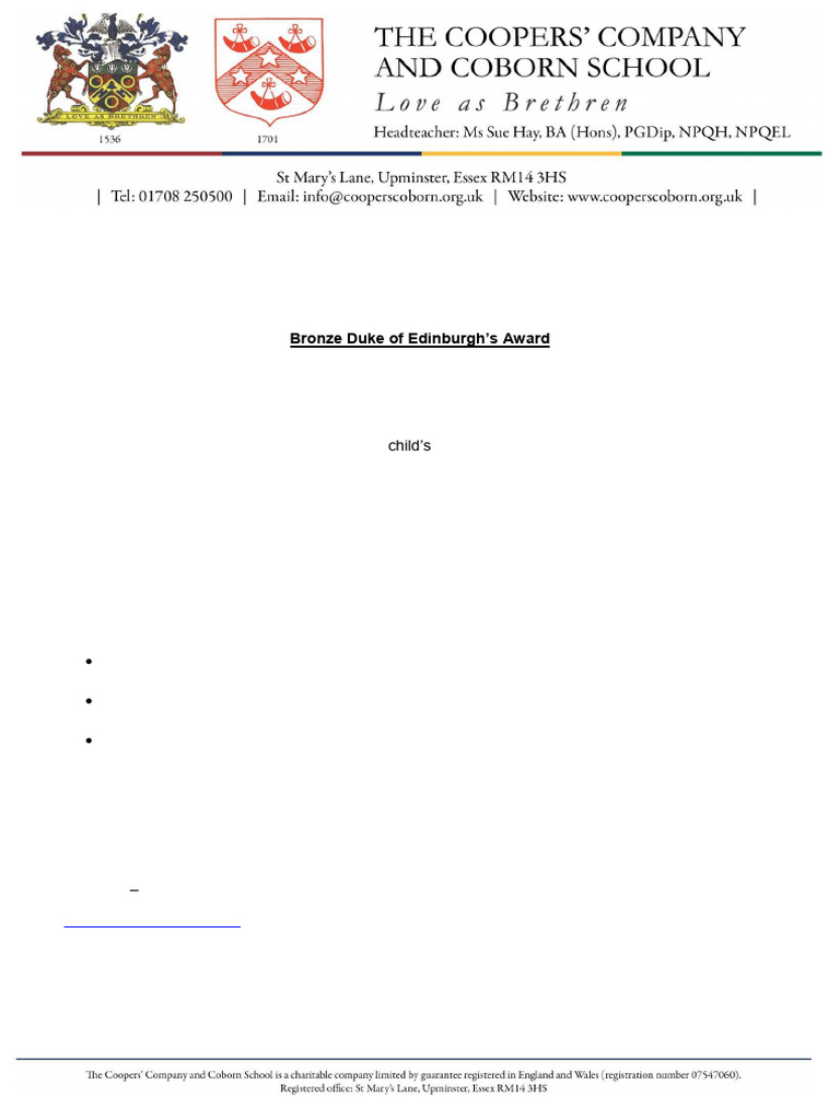 DofE Acceptance Letter | PDF