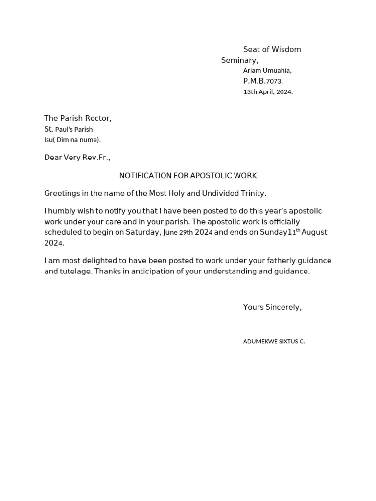 Apostolic Work Letter | PDF