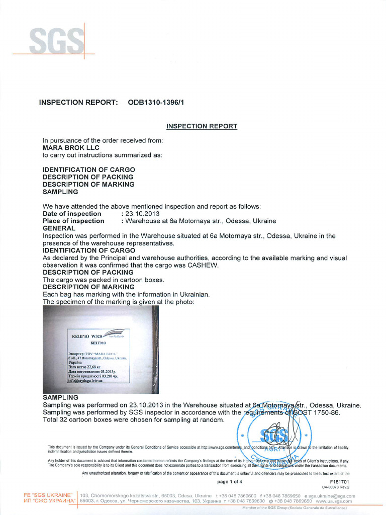 SGS Final Report Issued IIR Mara Brok Cashew | PDF