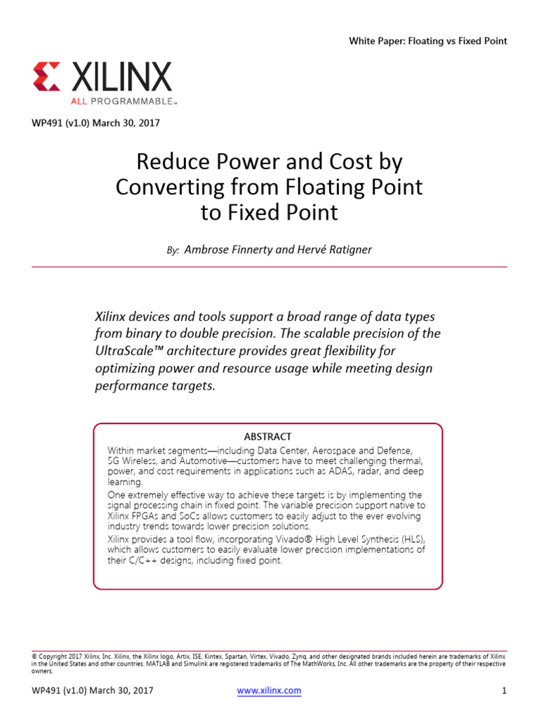 Wp491 Floating To Fixed Point Pdf Field Programmable Gate Array Digital Signal Processor 7483