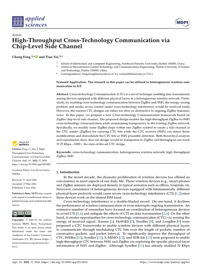 High-Throughput Cross-Technology Communication Via | PDF | Modulation ...