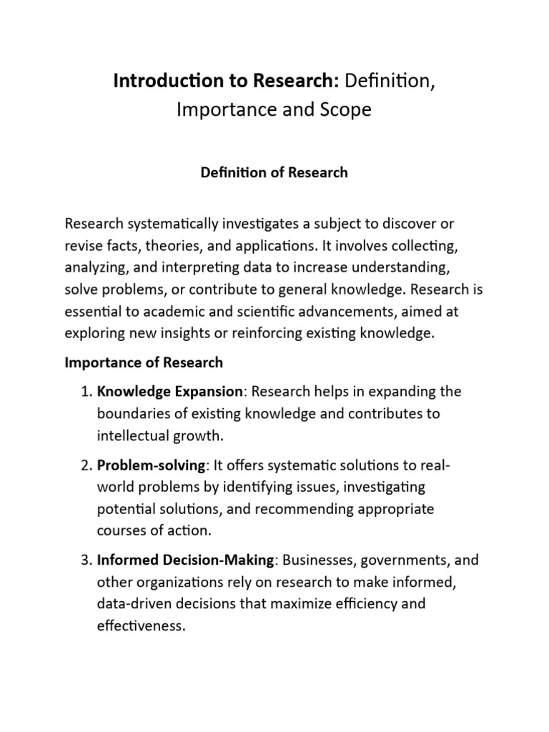 Definition, Importance and Scope | PDF | Methodology | Knowledge