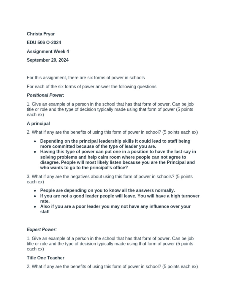 Six Forms of Power in Schools | PDF | Behavioural Sciences ...