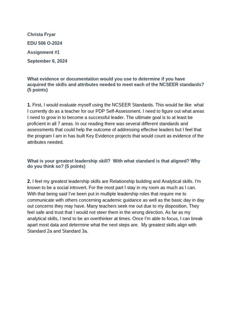 EDU 506 O Assignment 1 | PDF