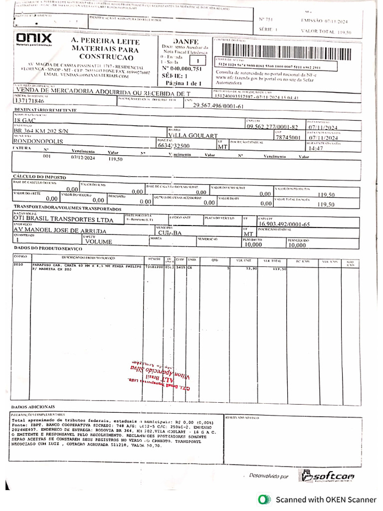 Nfe n751 A Pereira Leite Ne407 | PDF
