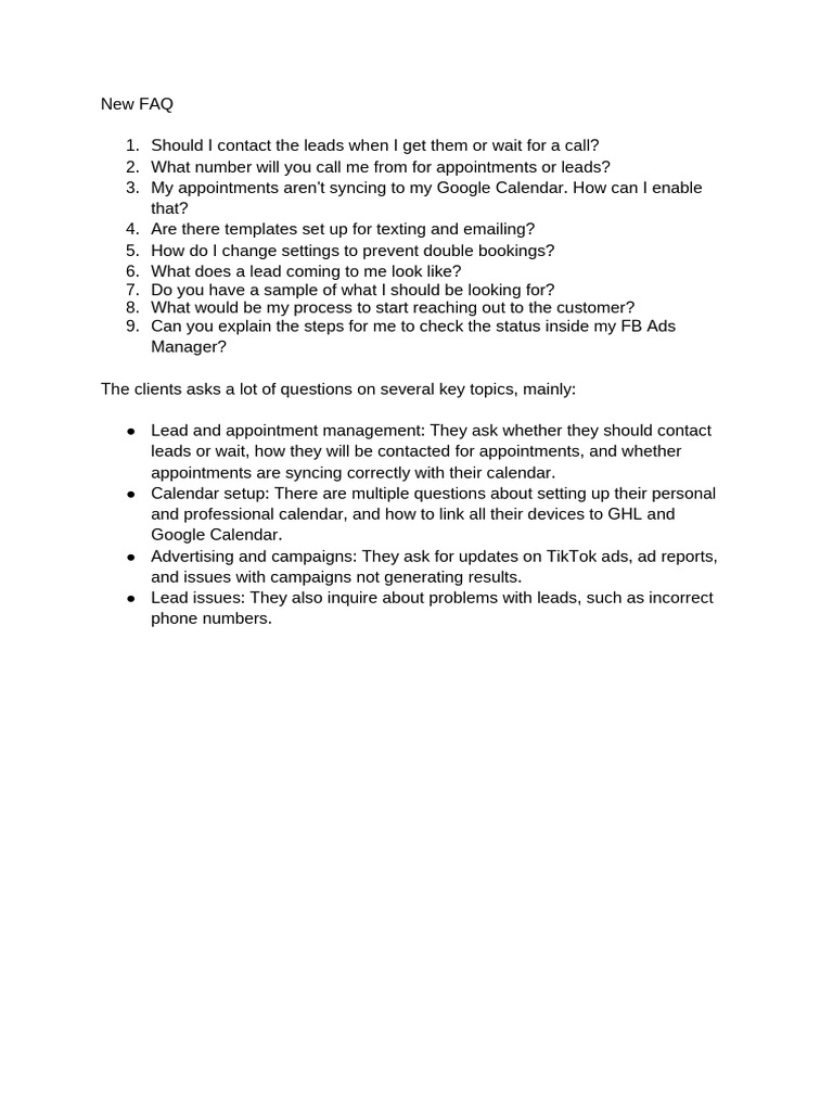 New FAQ - Alessandra | PDF