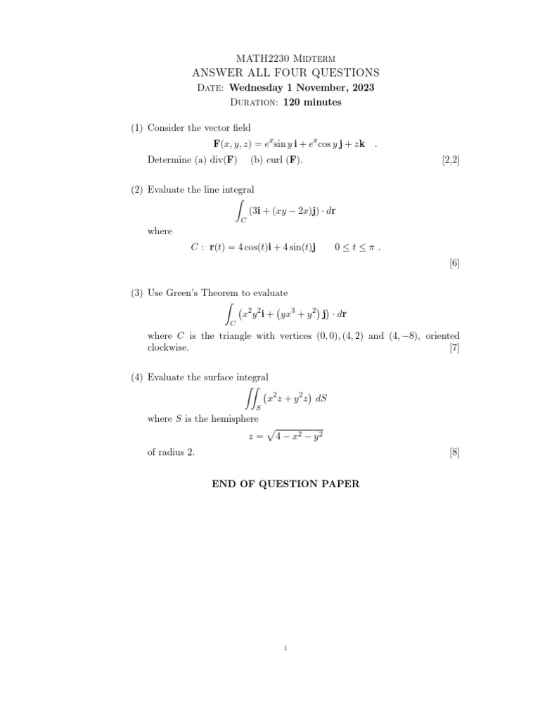 Math 2023 Midterm Chegg Solutions | PDF
