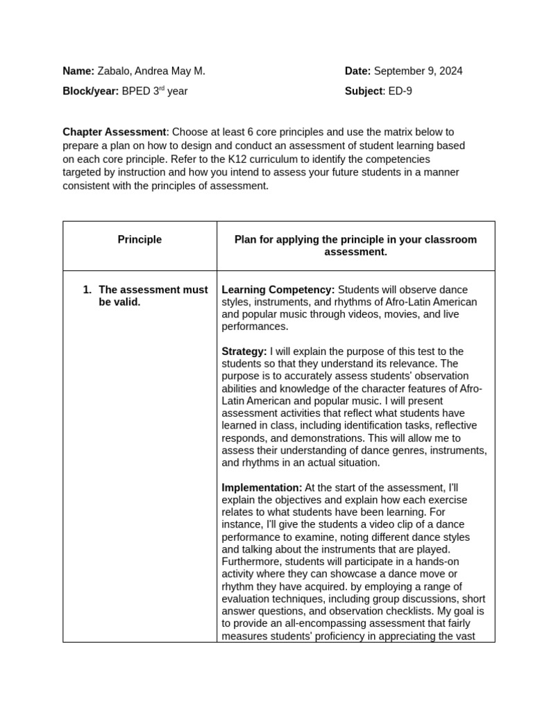 Zabalo - AndreaMay.Plan - Chapter Assessment | PDF | Educational ...