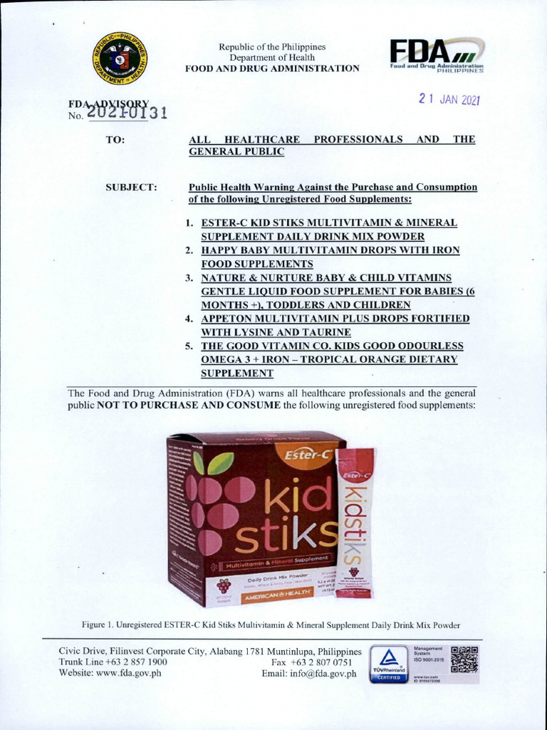 FDA Advisory No.2021 0131 | PDF