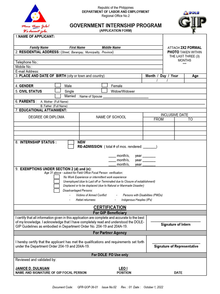 Application Form GIP | PDF | Justice | Crime & Violence