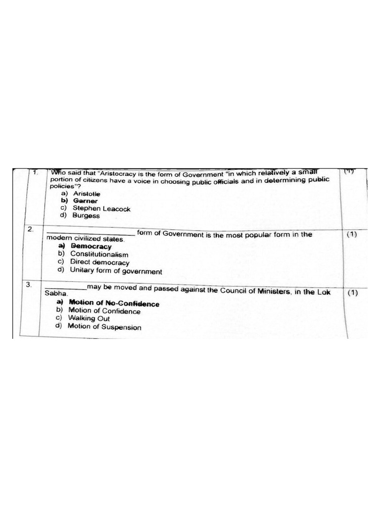 Legal Studies - MCQ - Class XI | PDF