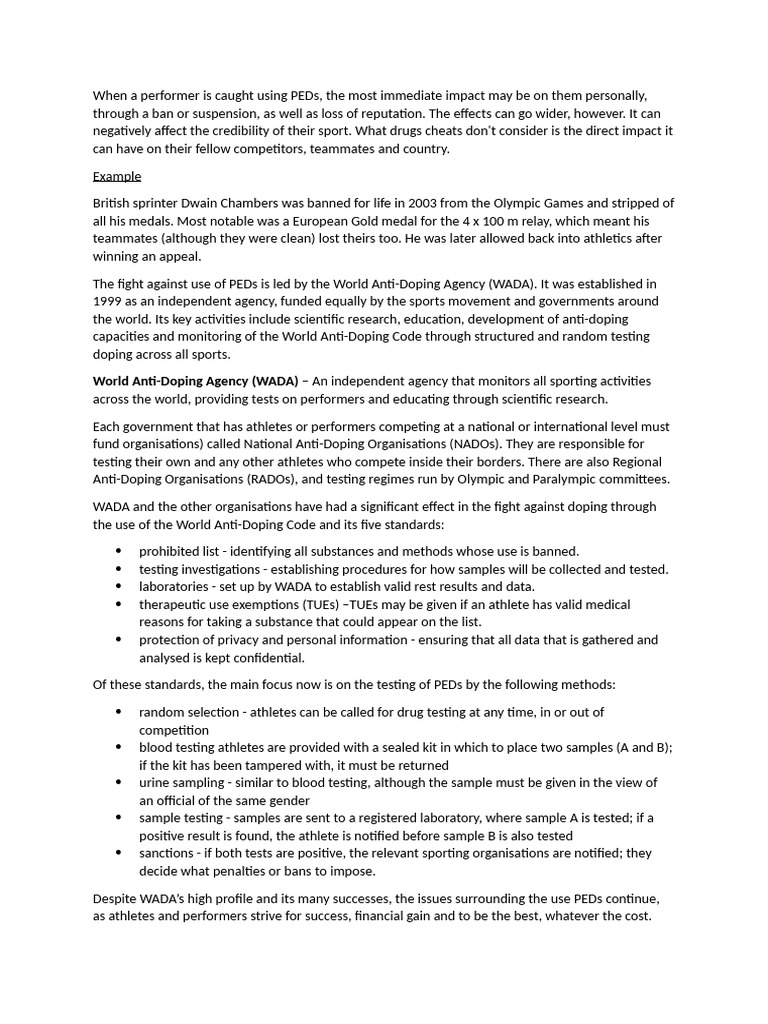 When A Performer Is Caught Using PEDs | PDF | Doping In Sport | Risk