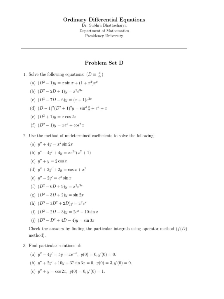 Assignment-SetD ODE | PDF | Damping | Applied Mathematics