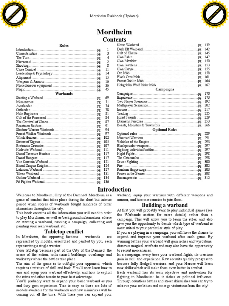 Mordheim 2.1 Rulebook Unofficial-8709 | Download Free PDF | Dice | Armour