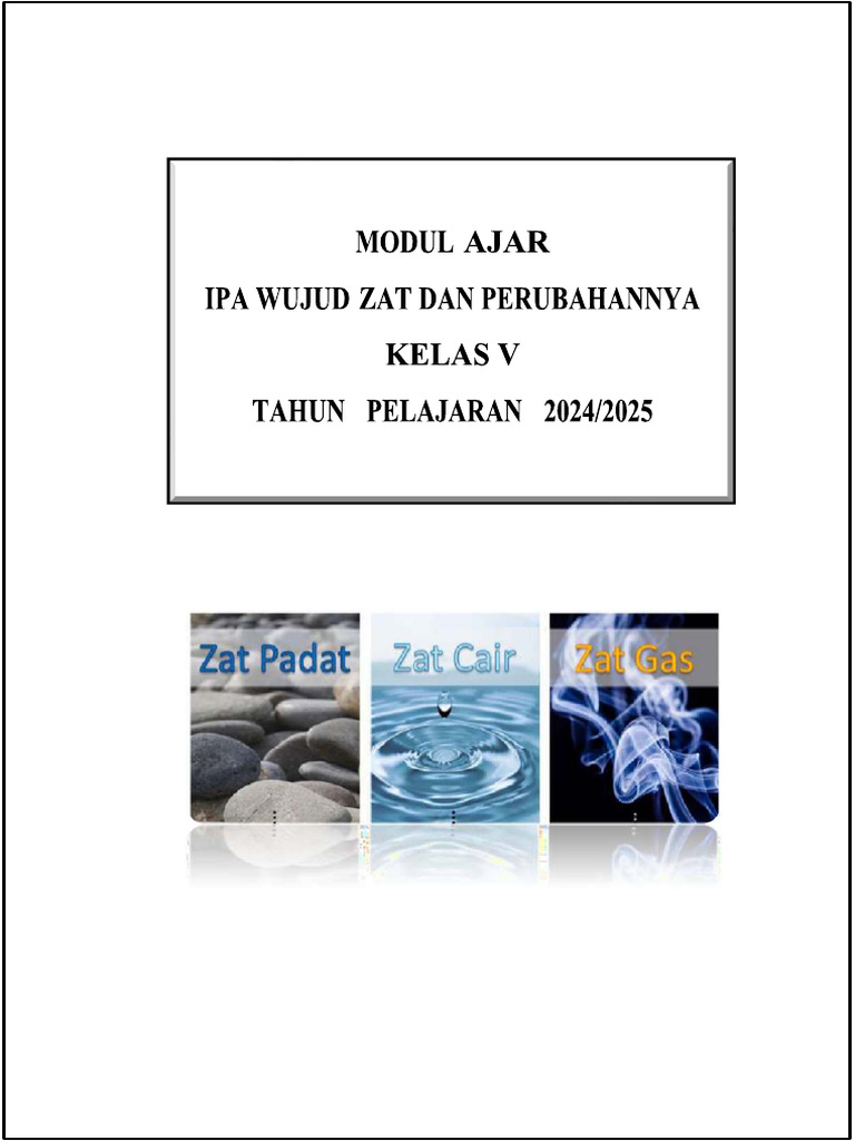 Rezeki Mawarni Contoh Modul Ajar Siklus 1 IPA (Wujud Zat Dan ...