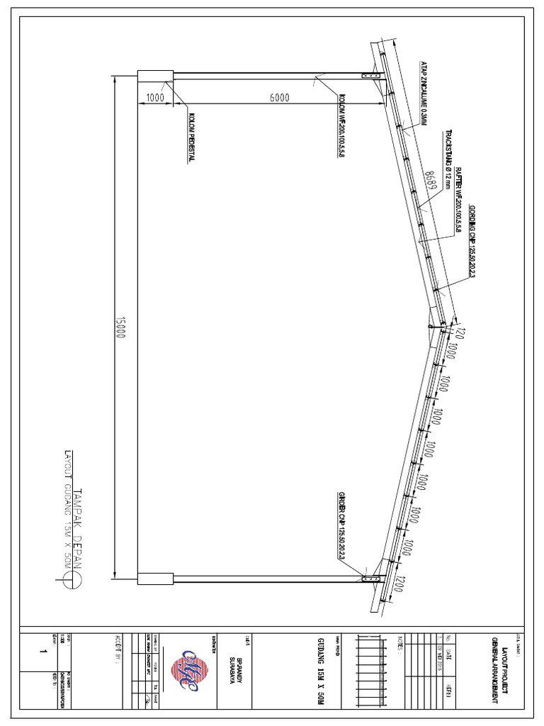 Gudang 15M X 50M Shop Drawing | PDF