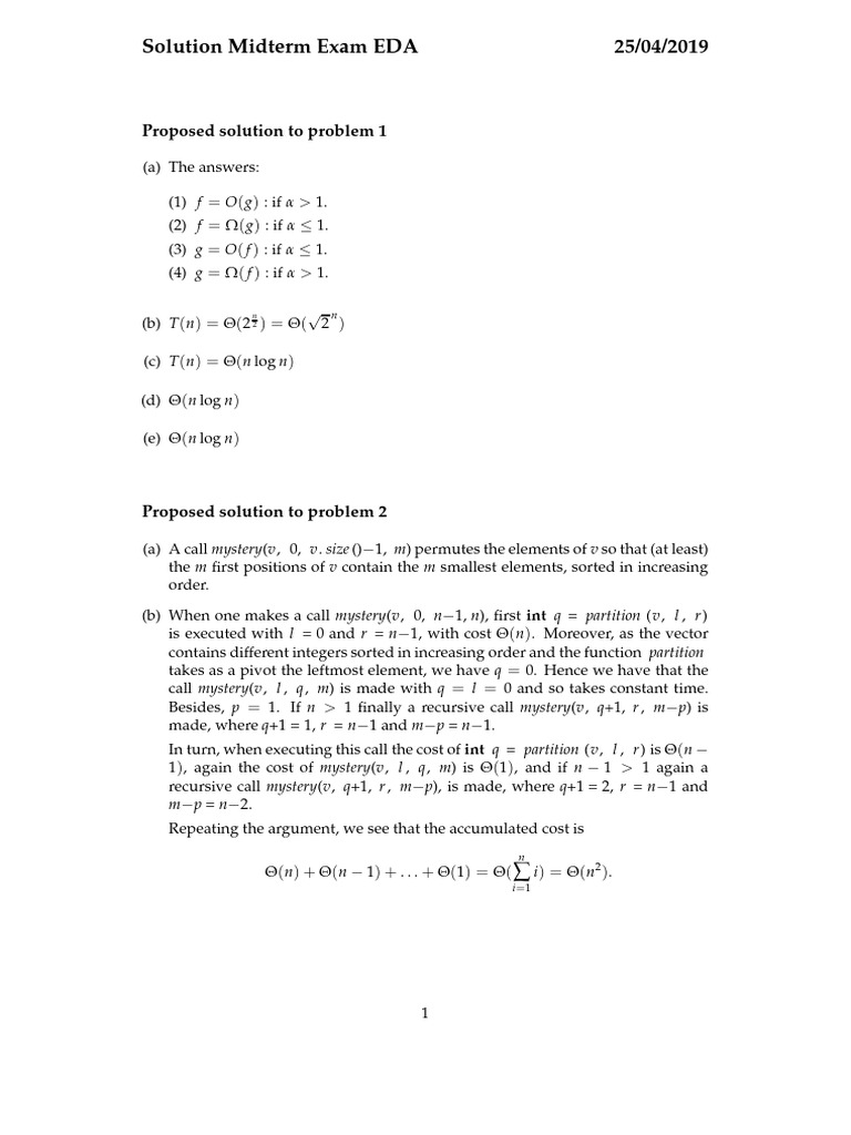 Midterm Exam Solutions: EDA Analysis | PDF | Mathematical Analysis | Mathematical Logic