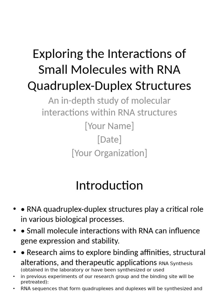 Rna Quadruplex Duplex Interaction Study Pdf Science Mathematics