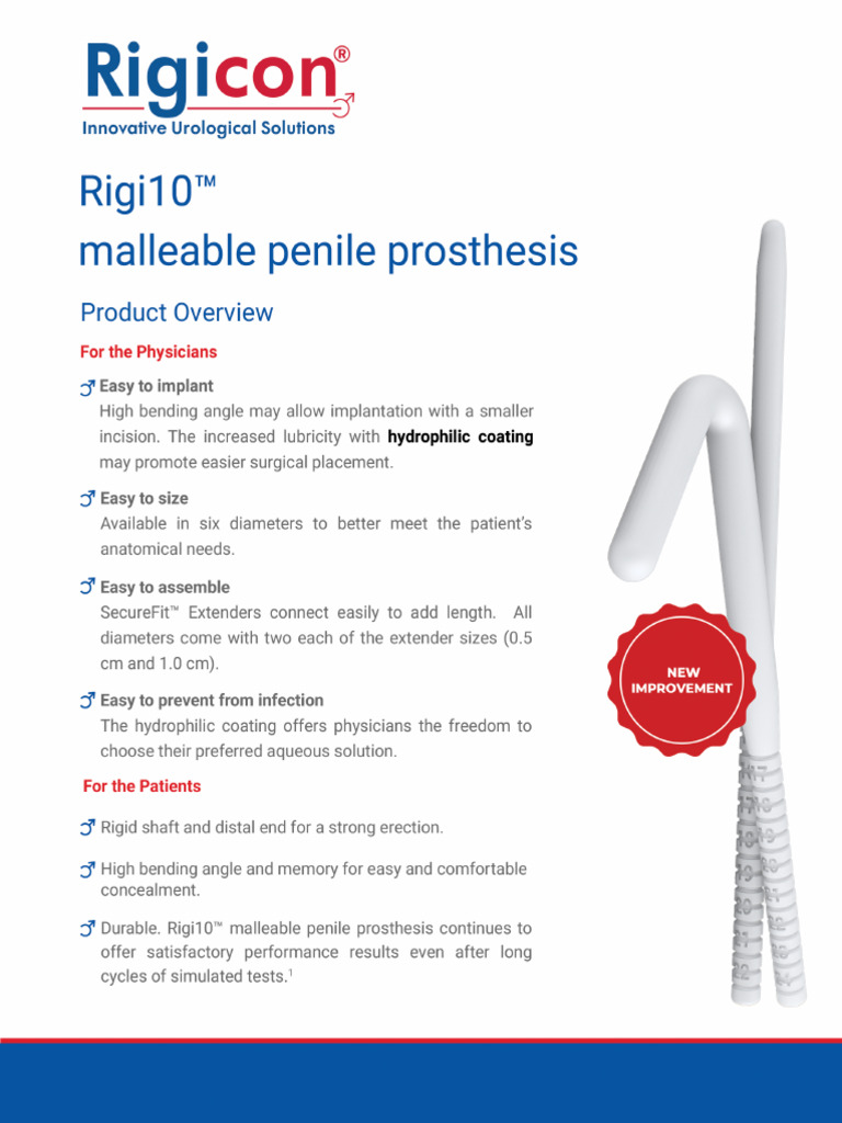 Rigicon Rigi10 Hydrophilic Malleable Penile Prosthesis | PDF