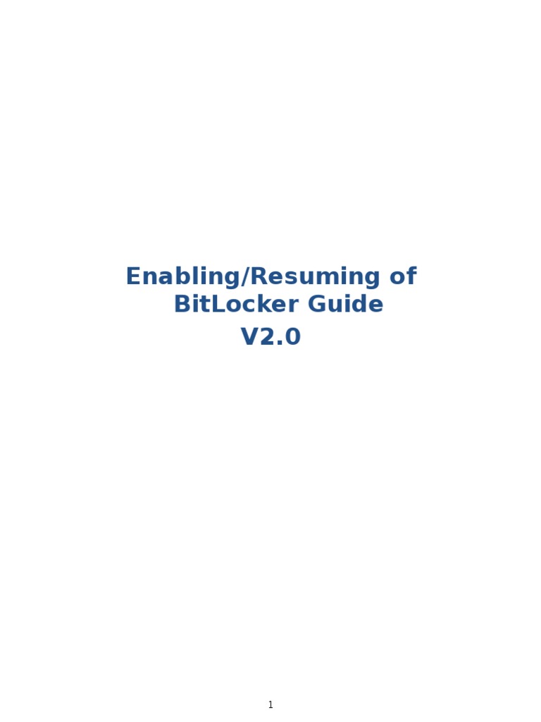 Enabling - Resuming of Bitlocker Guide V2 | PDF | Command Line ...