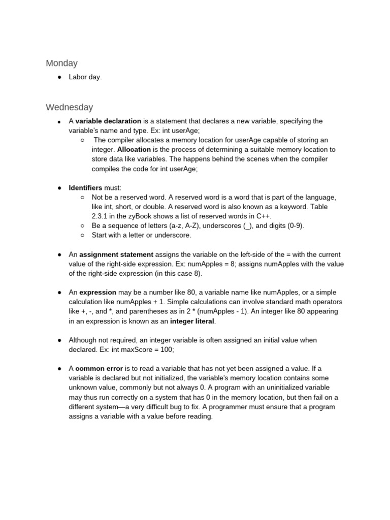 Week 2 Review Variables and Assignments | PDF | Reserved Word | Integer (Computer Science)