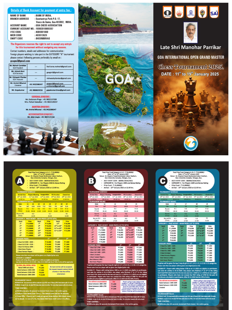 Goa Chess Tournament 2025 Payment Details | PDF