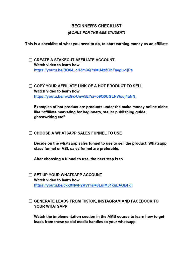 Beginner's Checklist | PDF | Career & Growth | Business