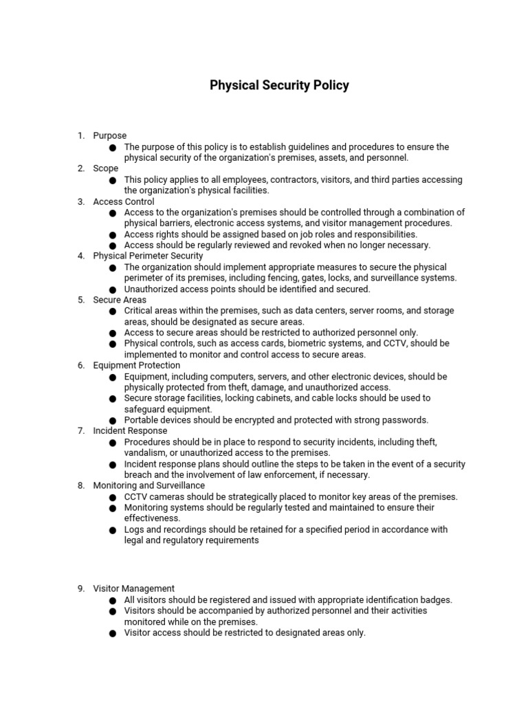 Physical Security Policy | PDF | Physical Security | Security