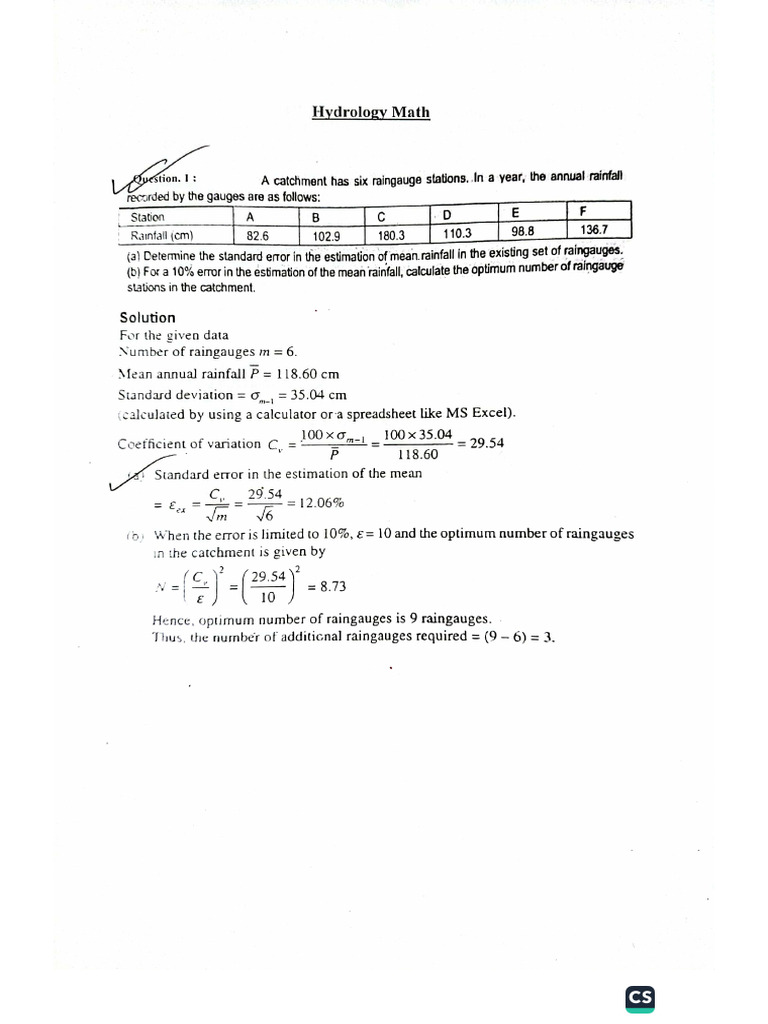Hydrology Extra Math From Subramanya | PDF