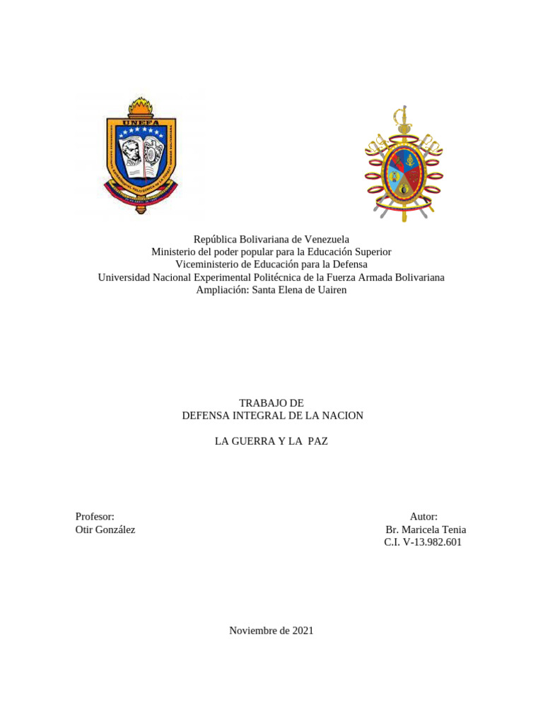 Defensa Integral de la Nación en Venezuela | PDF | Militar | Estado ...
