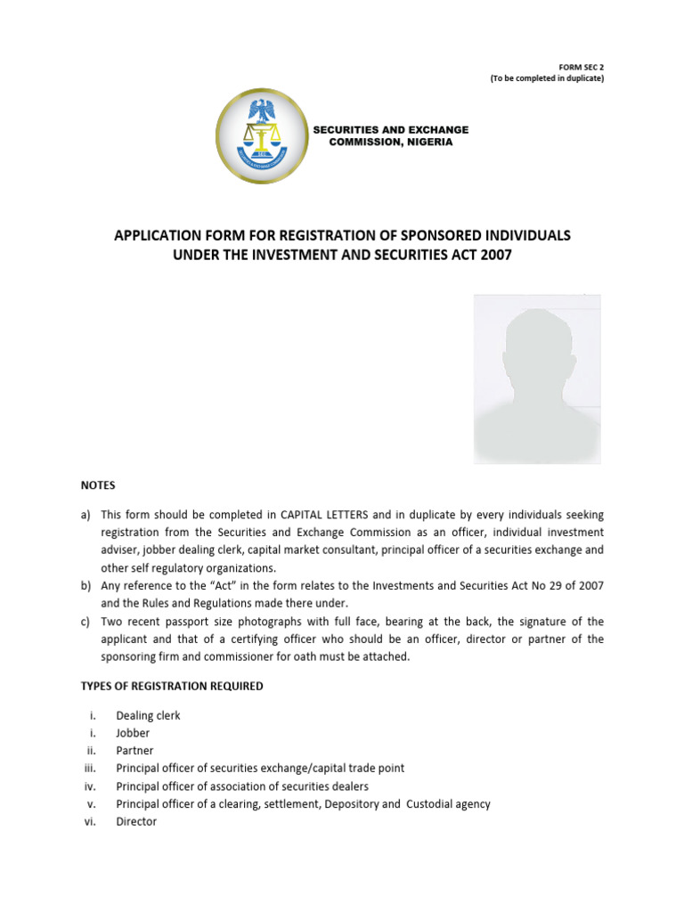 SEC Registration Application Form | PDF | Securities (Finance) | U.S ...