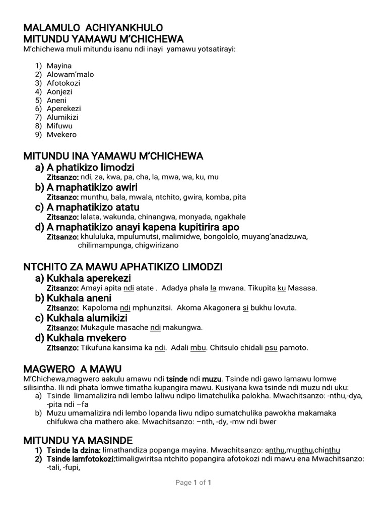 Tizame M'chichewa | PDF | Languages Of Africa