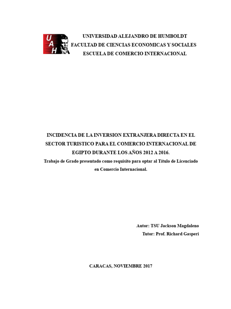 Inversión Extranjera en Turismo Egipto 2012-2016 | PDF | Turismo | La ...