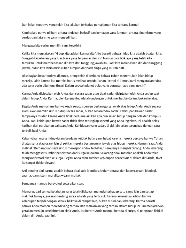 Memahami Karma dan Tanggung Jawab Diri | PDF | Filsafat | Pengembangan Diri