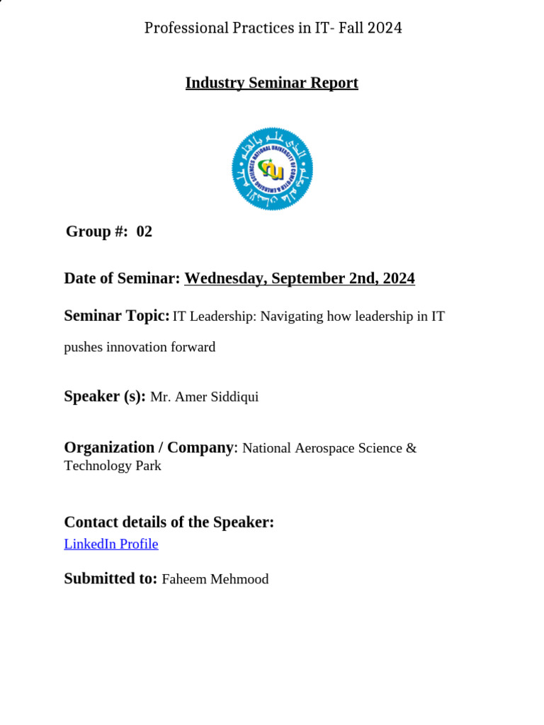 IT Leadership Seminar Insights 2024 | PDF | Leadership | Entrepreneurship