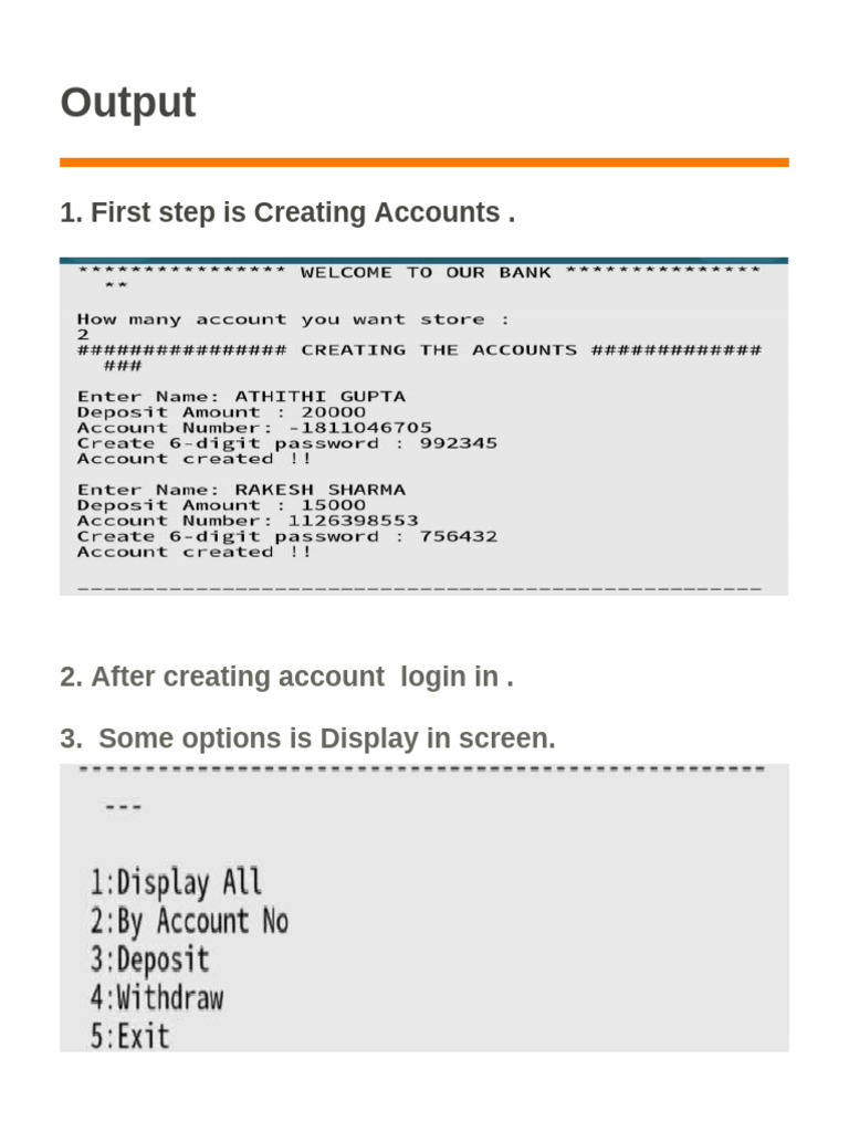 Output: 1. First Step Is Creating Accounts | PDF | Business | Computers
