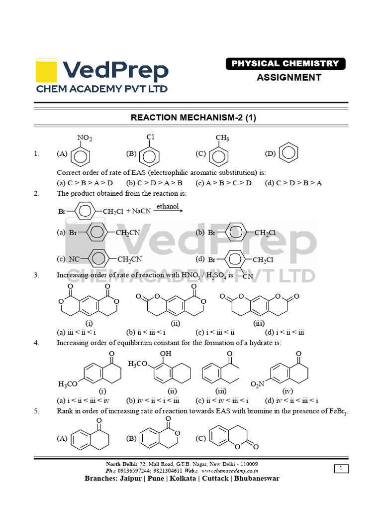 077) (Complimentary Assignment) Reaction Mechanism Part 21 | PDF ...