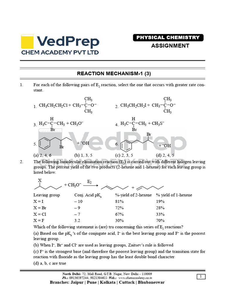 076) (Complimentary Assignment) Reaction Mechanism Part 13 | PDF ...