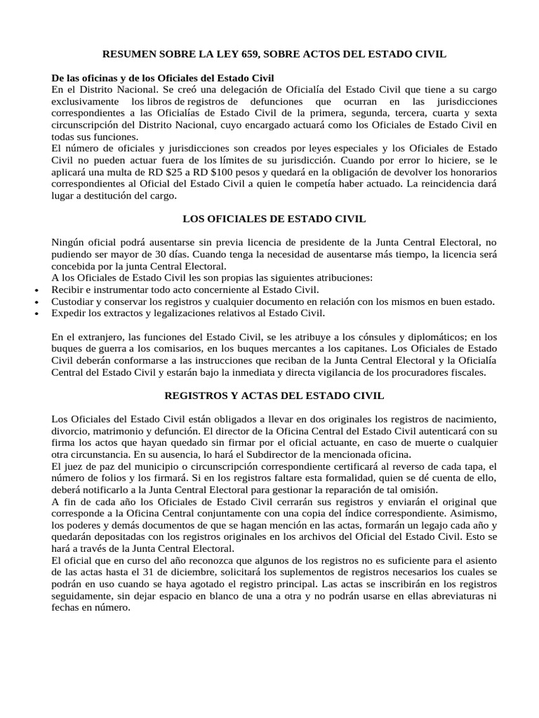 Resumen Sobre La Ley 659 | PDF | Divorcio | Matrimonio