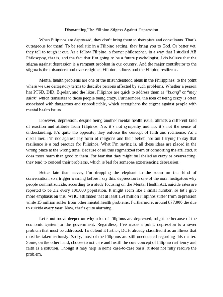 Advocacy Manuscript | PDF | Social Stigma | Mental Health