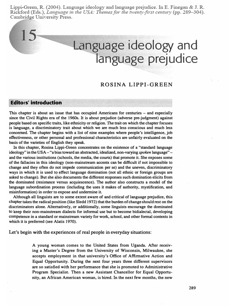 Lippi-Green - 2004 - Language Ideology | PDF | Accent (Sociolinguistics ...