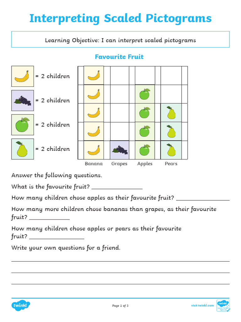 Year 1 Maths Pictograms 2 With Answers | PDF | Pet
