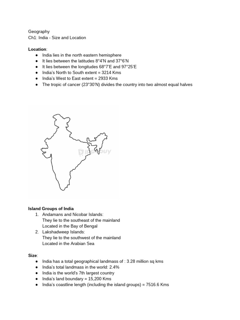 Ch1 - India - Size and Location | PDF | Travel