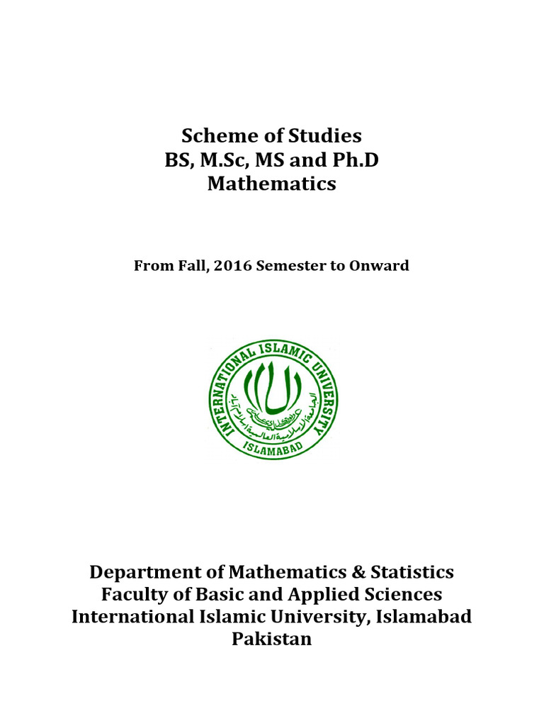 Scheme of Studies Maths 230223 | PDF | Mathematics | Mathematical Analysis