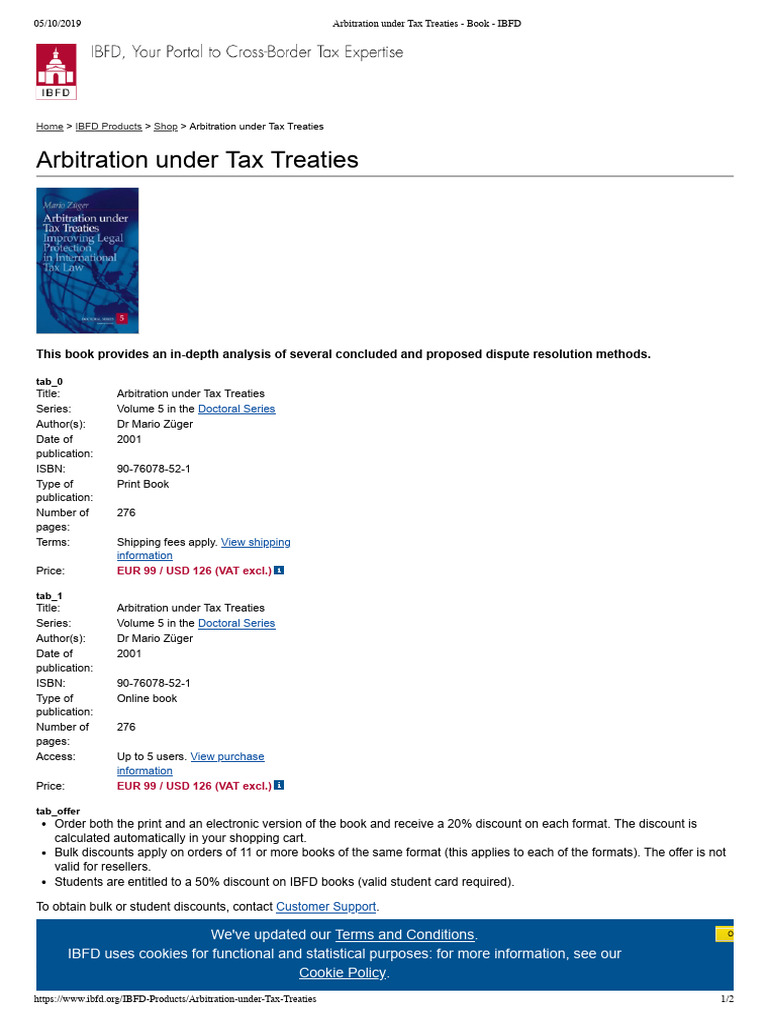 Arbitration Under Tax Treaties - Book - IBFD | PDF | Arbitration | Books